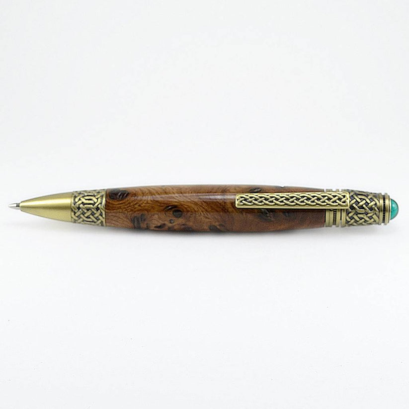 Celtic Knot Pen in Burled Irish Elm – Handmade in Ireland – Irish Pens